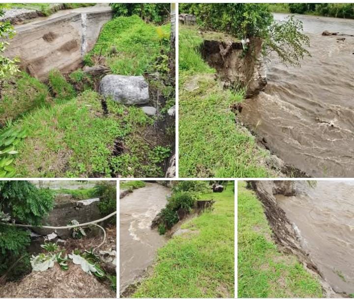 Se desploma el muro de contención en la vereda Perico con el río ...